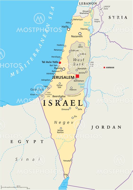 "Israel Political Map" fra Peter Hermes Furian - Mostphotos