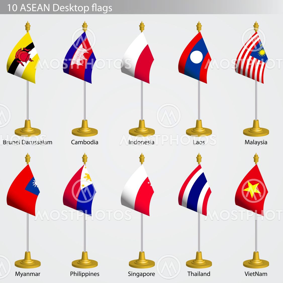 "ASEAN Table flags, flags of..." by Nirot Sriprasit - Mostphotos