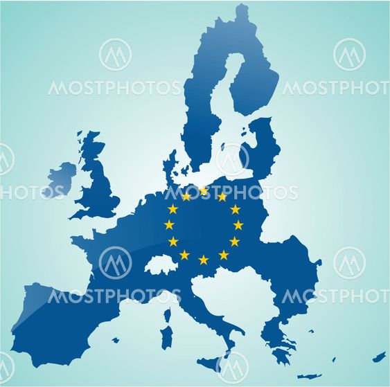 European Union Map On A World Map With Flag And Map Eu, Euro, European