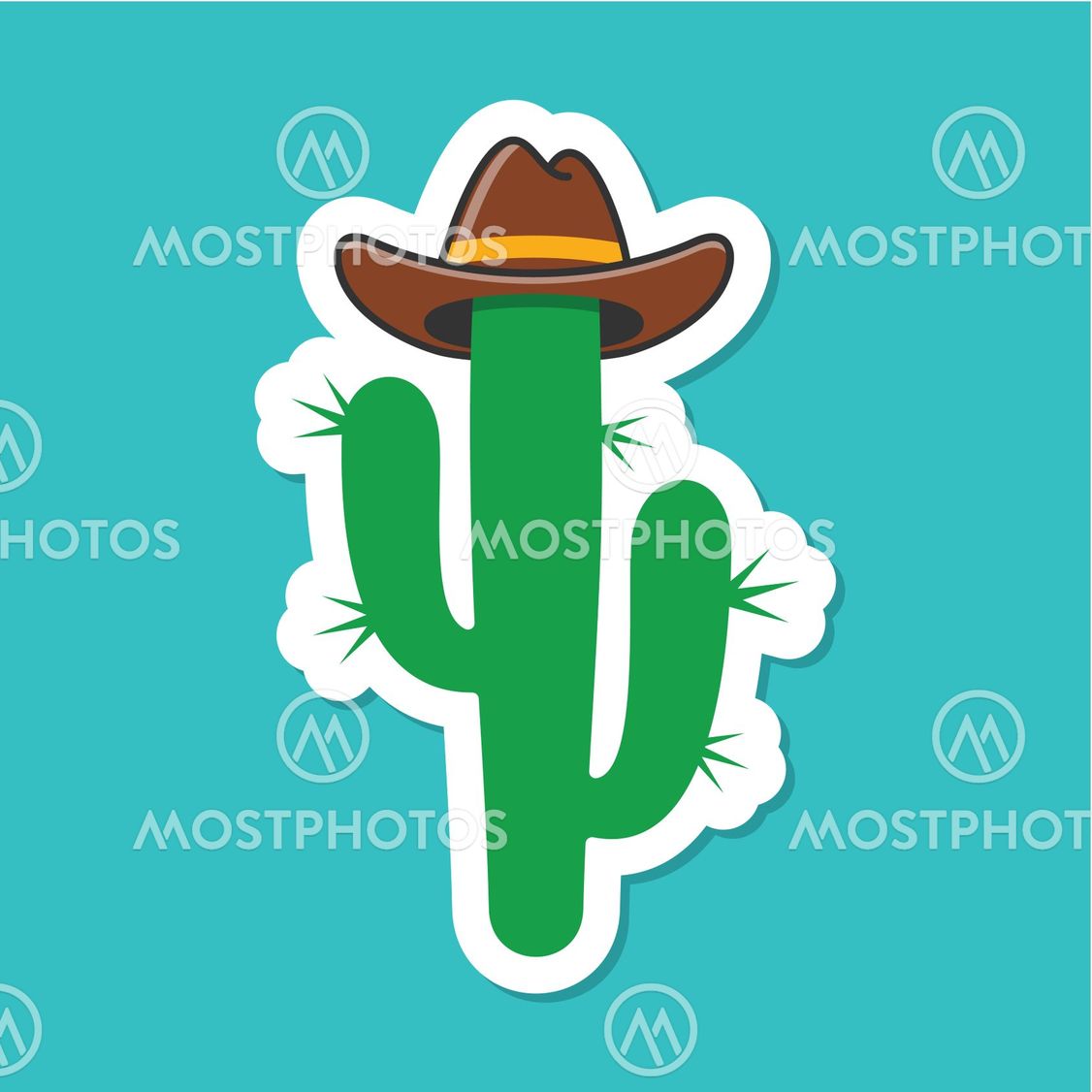 "Cartoon cowboy cactus plant..." av David Benes - Mostphotos