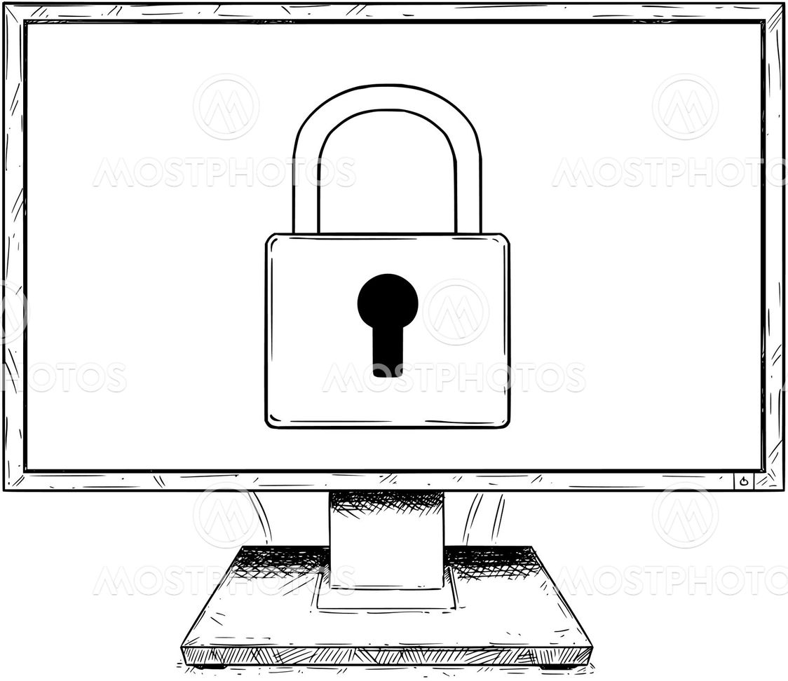 "Cartoon Drawing of Computer..." av Zdenek Sasek - Mostphotos
