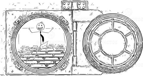 "Cartoon Drawing of Open Vau..." by Zdenek Sasek - Mostphotos