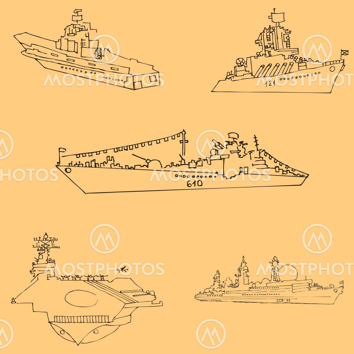 "Warships. Sketch by hand. P..." af Vladlena Gorbunova - Mostphotos
