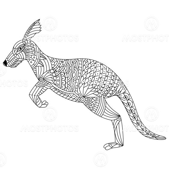 "Hand drawn of kangaroo in z..." by nanang kasiman - Mostphotos