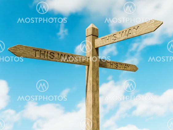 "Wooden three-directional si..." by Roman Milert - Mostphotos