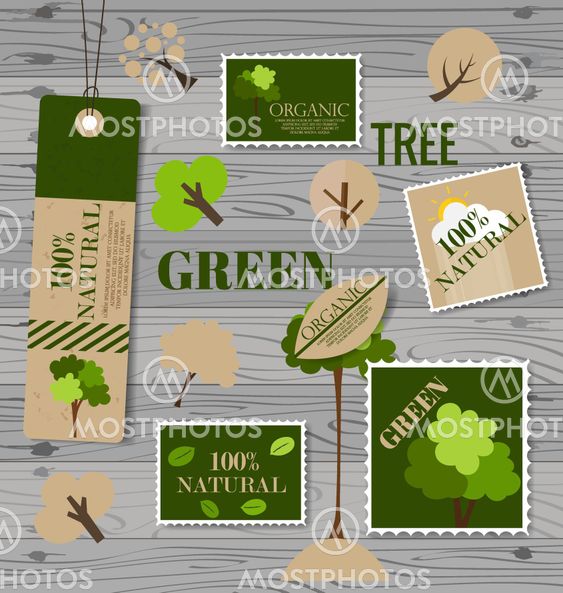 "Set of nature themed labels..." by Teerawut MASAWAT - Mostphotos
