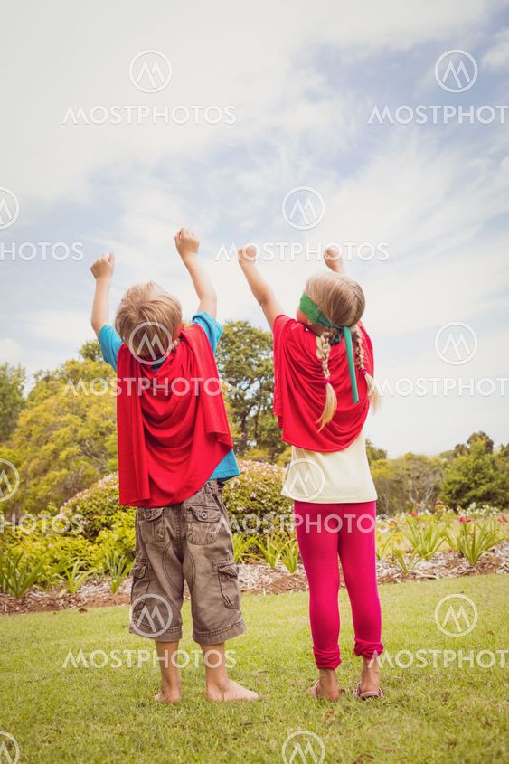 "Two children pretending to..." by Wavebreakmedia - Mostphotos