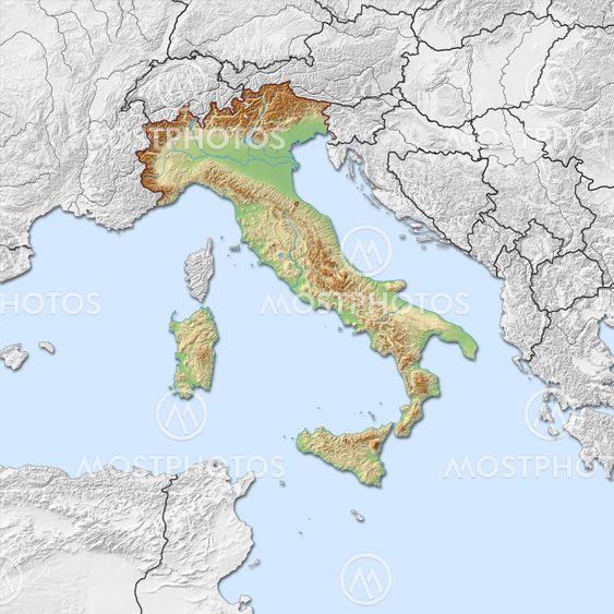 "Relief map of Italy - 3D-Re..." by Steffen Hammer - Mostphotos