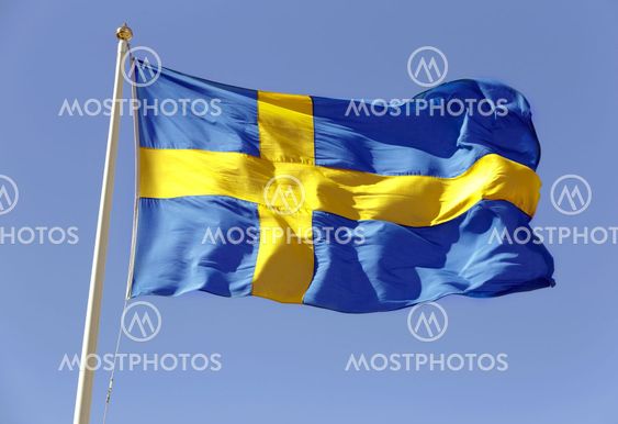 Svenske Flagget 16 Stk. Hvite Servietter Med Blomster Og